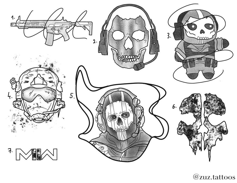 Call of Duty inspired designs by Zuzanna | Rock'n'Roll Tattoo Online Store