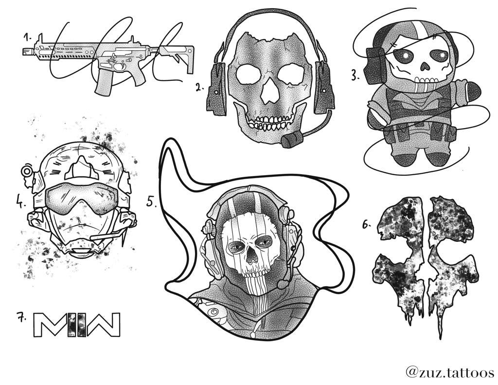 Call of Duty inspired designs by Zuzanna | Rock'n'Roll Tattoo Online Store