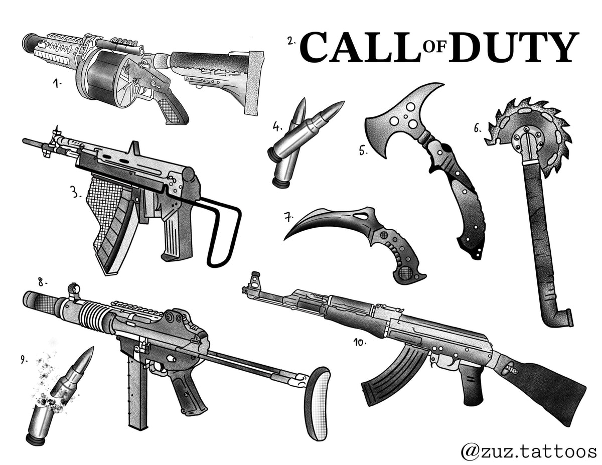Call of Duty inspired designs by Zuzanna | Rock'n'Roll Tattoo Online Store